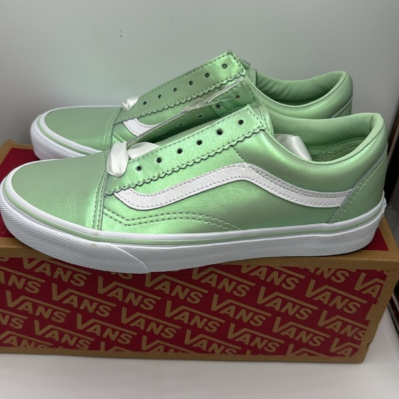 Vans | Shoes | Nib Metallic Silverish Green Vans Lace Up Sneaker With ...